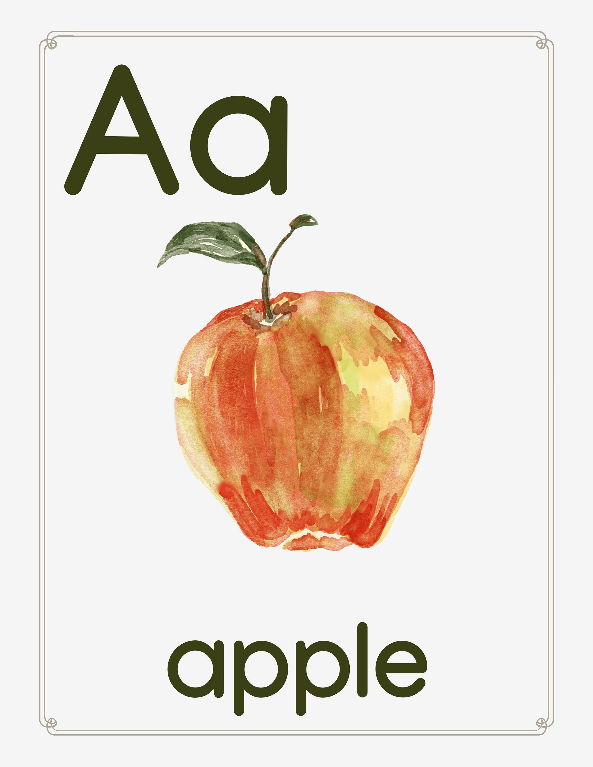 Watercolor Printable Alphabet Cards Preschool, Prek, Kindergarten ...