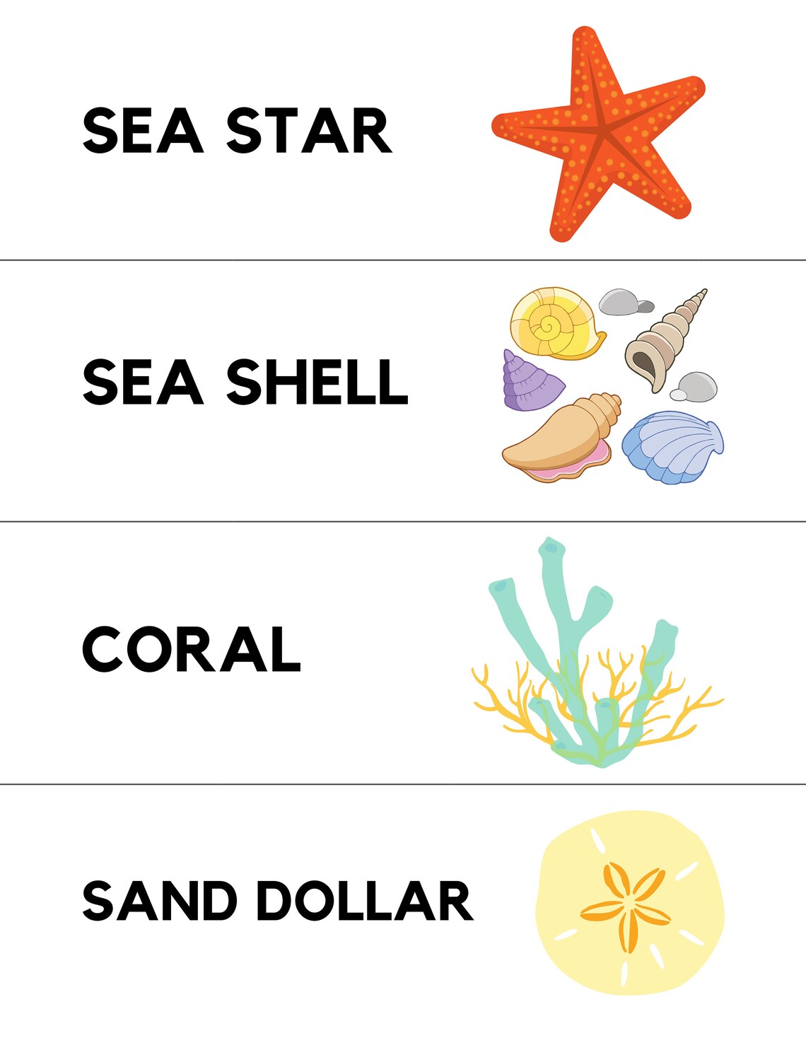 Ocean Theme Word Cards - Etsy