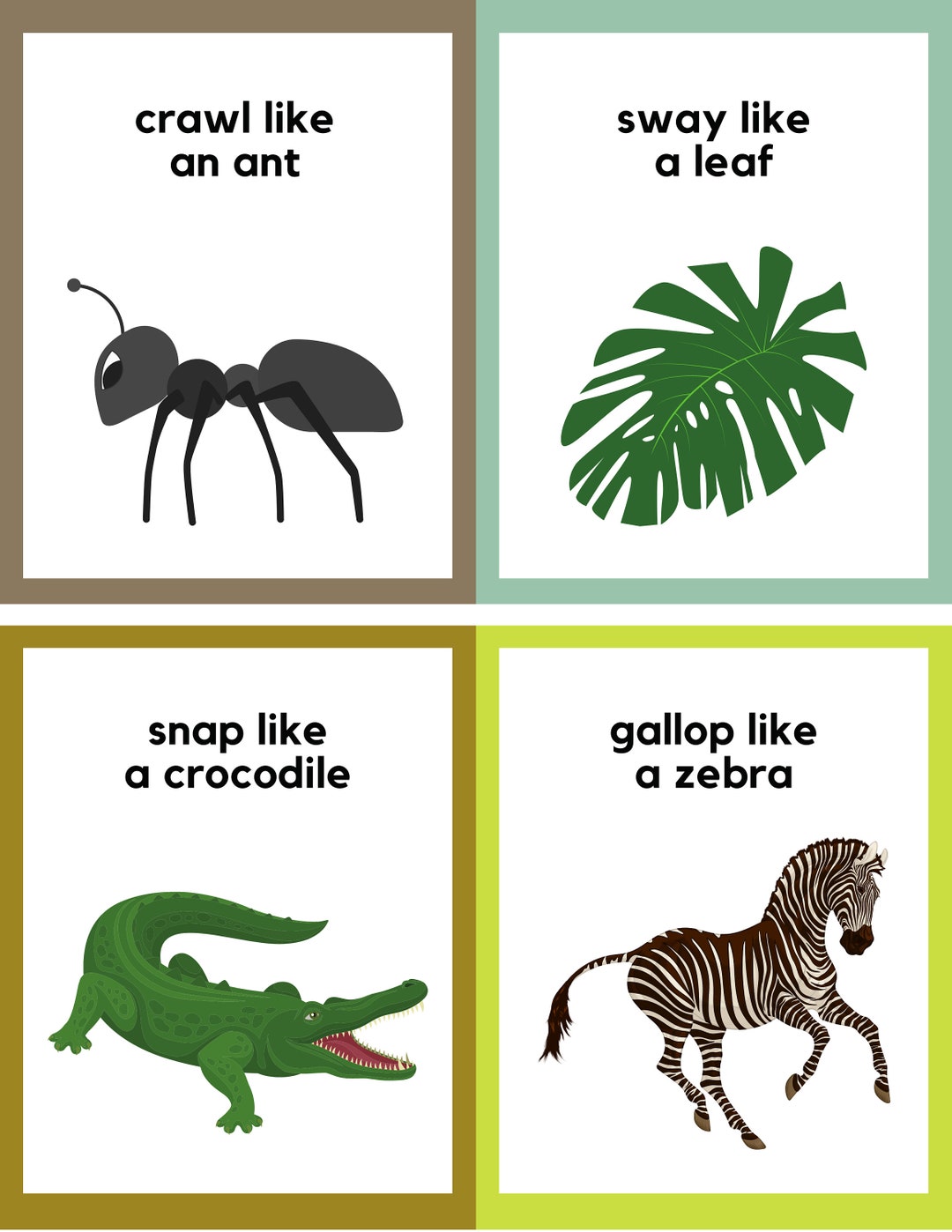 Jungle Theme Gross Motor Cards - Etsy Canada