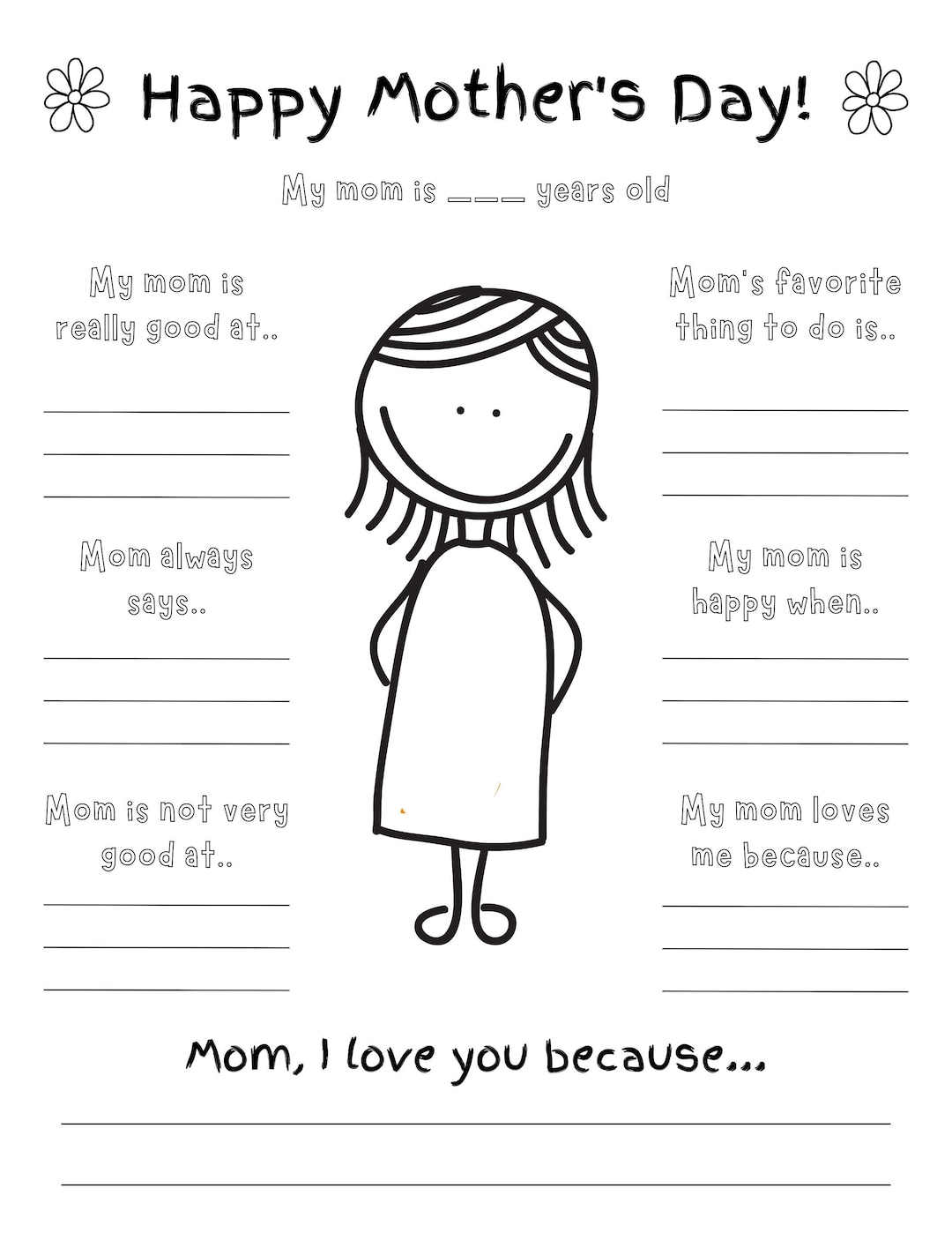 Mother's Day Preschool, Prek, Kindergarten Printable Poem - Etsy Canada