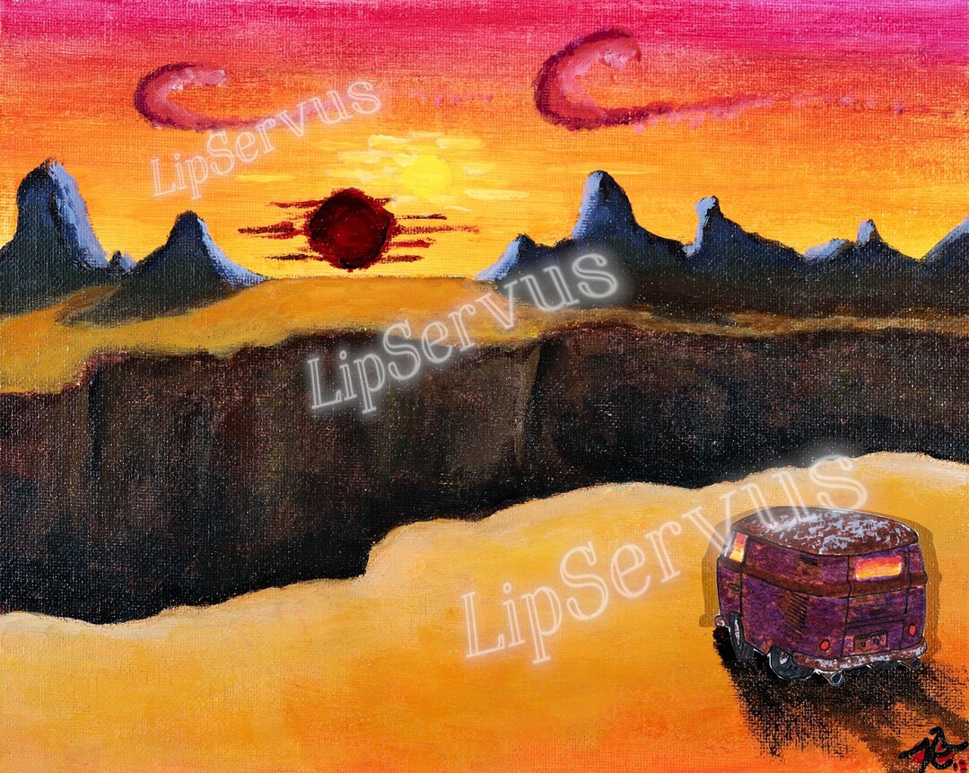 8x10 Groovy VW Bus Art Print cool Van, Luke - Etsy