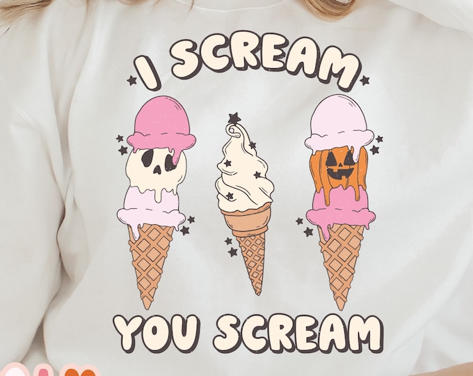 Scream Ice Cream Distressed & Solid SVG PNG Files Halloween, Spooky ...