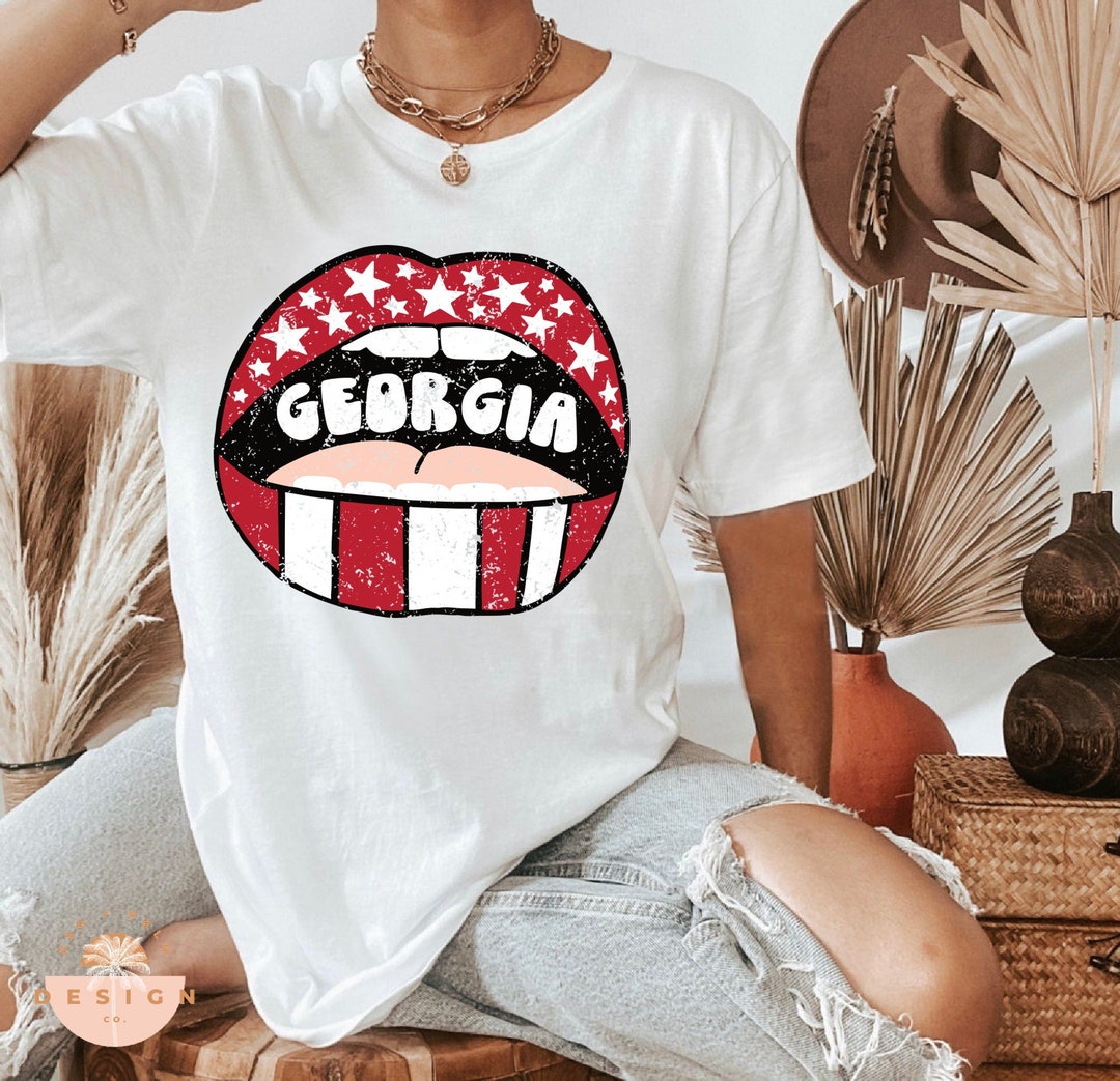 Georgia Lips Distressed & Solid SVG PNG Files Football, Georgia, Retro ...