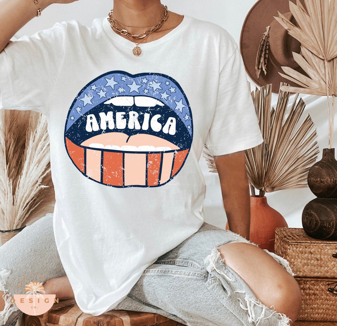 America Lips Distressed & Solid SVG + PNG Files- Fourth of July ...