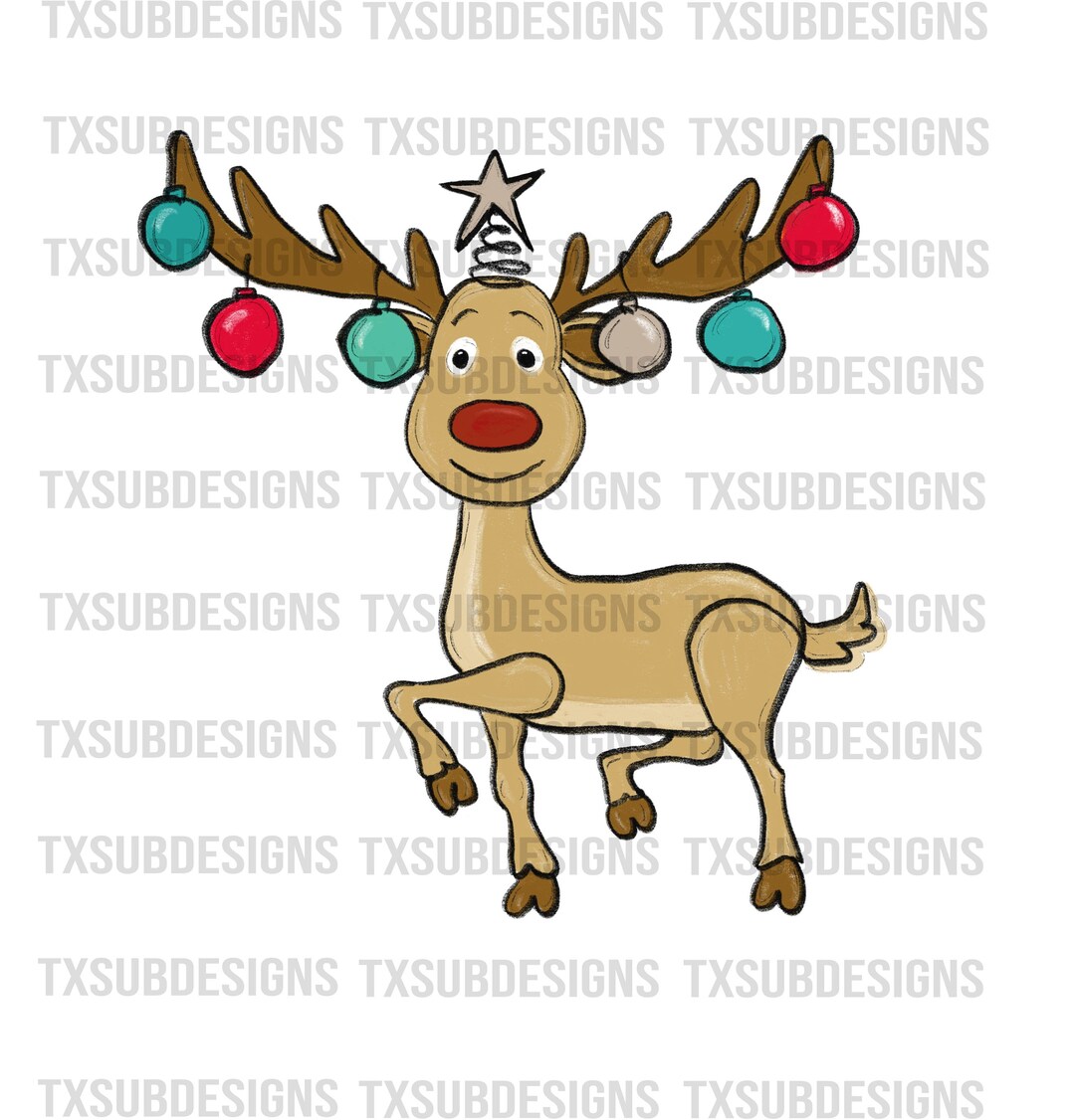 Rudolph Reindeer Christmas Lights Sublimation Transfer Printed - Etsy