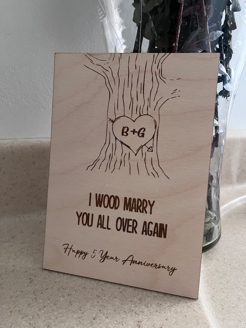 Custom 5 Year Anniversary Card Traditional Wooden Sole Mates - Etsy