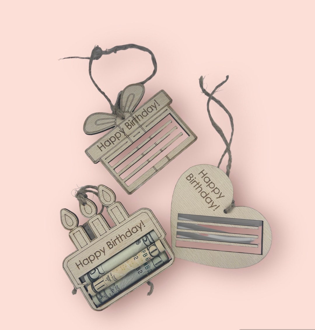 Custom Wooden Gift Tag Money Holder | Birthday Cash Gift | Engraved ...
