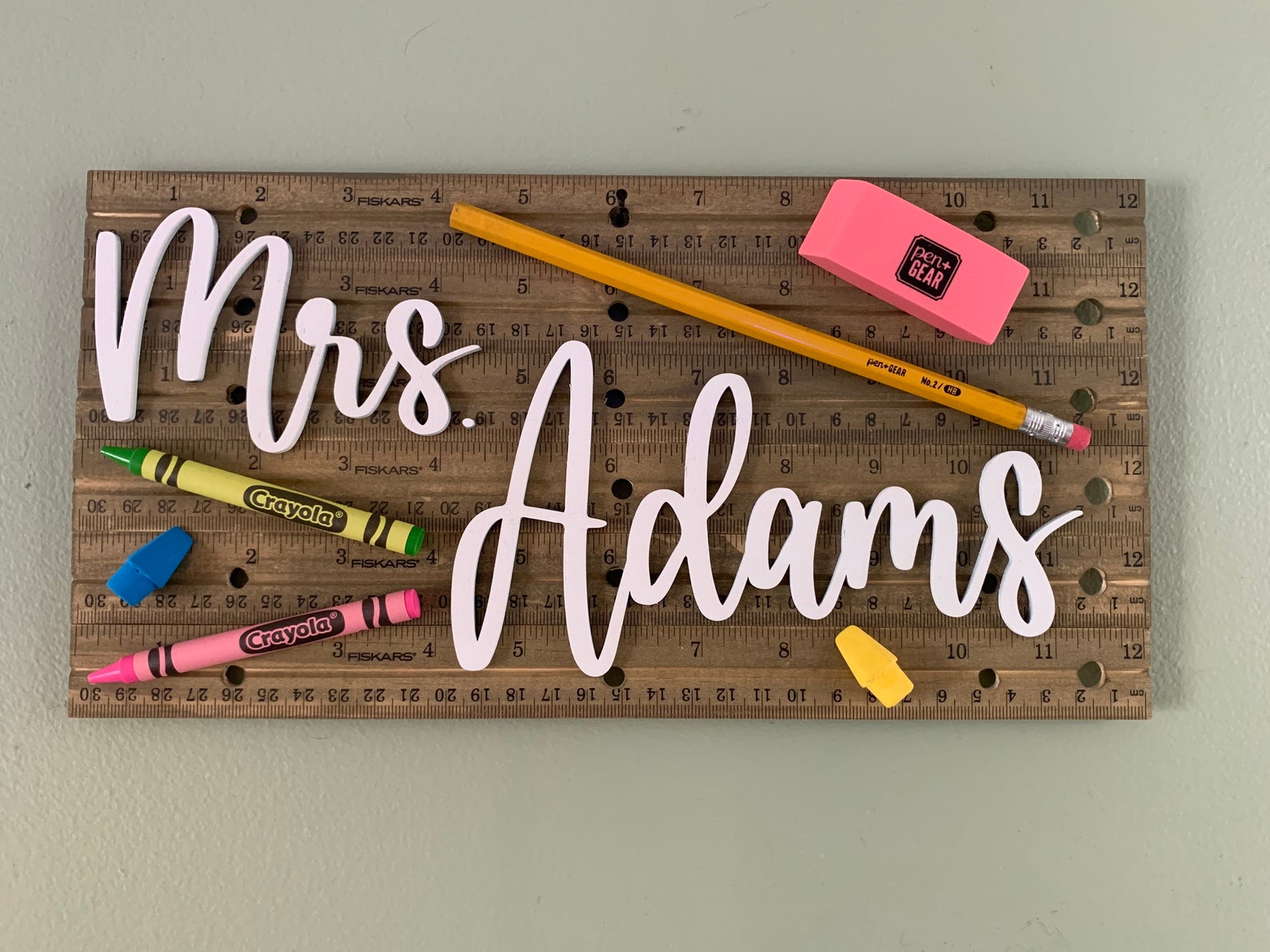 Teacher Ruler Name Sign Back to School Last Name Decor - Etsy