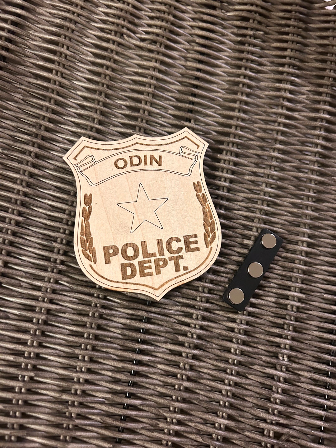 Custom Childs Police Badge | Personalized Wooden Magnetic Broche ...