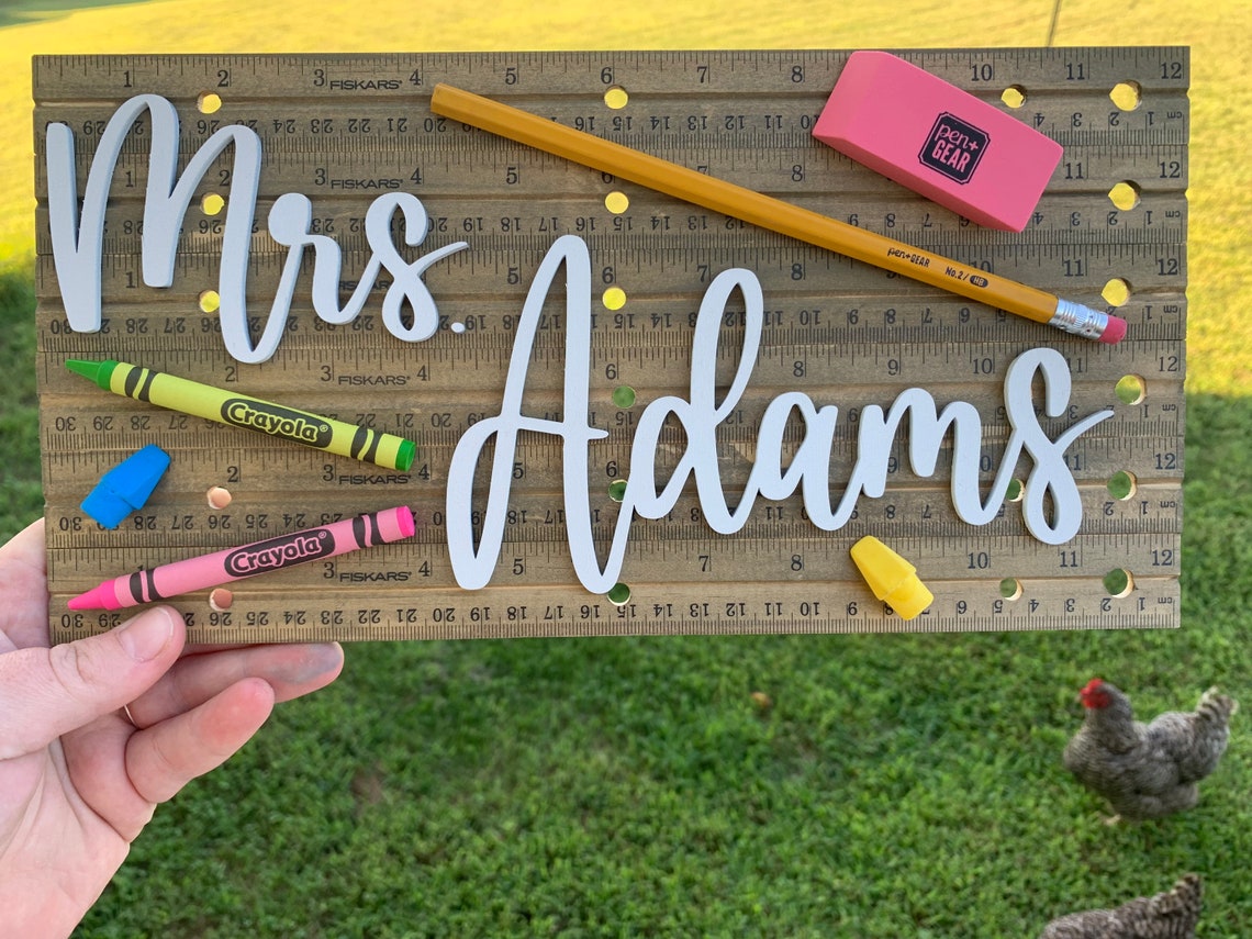 Teacher Ruler Name Sign Back to School Last Name Decor - Etsy