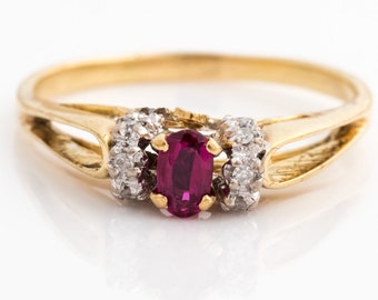 Simulated Ruby Gold Ring - Etsy