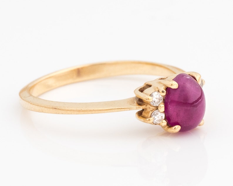 Circa 1970s 14k Yellow Gold Pink Ruby & Diamond Ring VJ 128 - Etsy