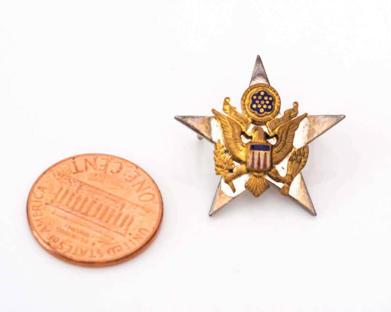 Circa 1950s Army Officer Eagle Crest Military Star Pin, VJ #896 - Etsy