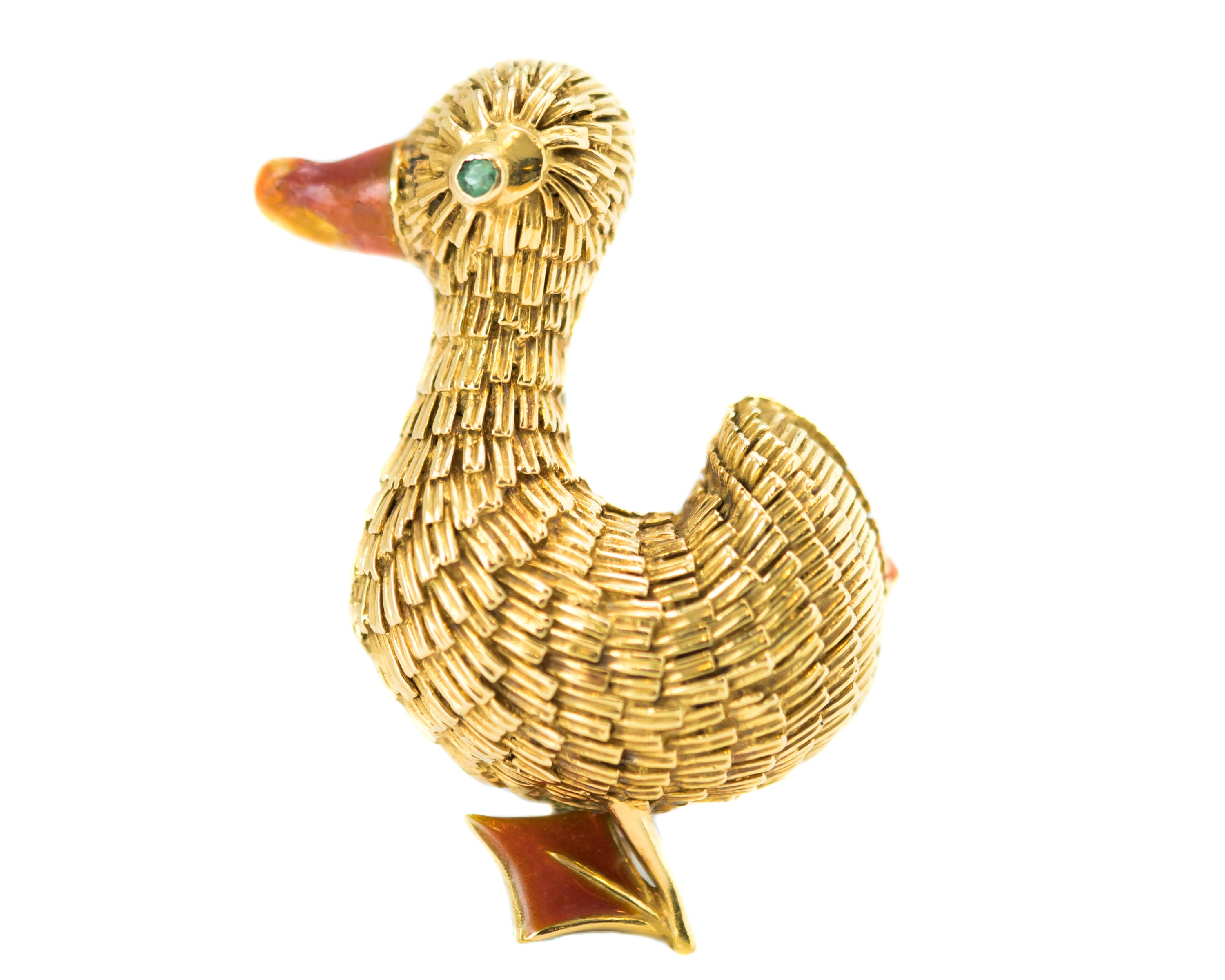 Circa 1950s Enamel 18k Gold Duck Brooch, VJ#320A - Etsy