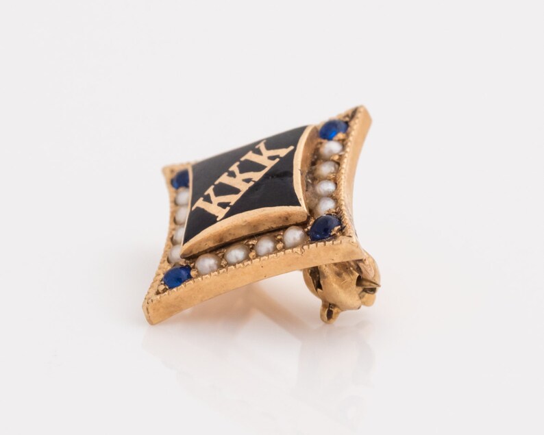 Vintage 10k Gold Tri-kap Fraternity Pin: Pearls & Sapphires - Etsy