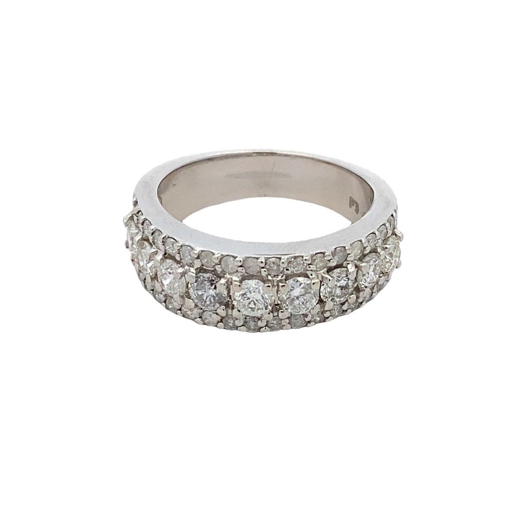1990s Triple Row 1 Carat Diamond Band in 14 Karat White Gold, FD#2060A ...