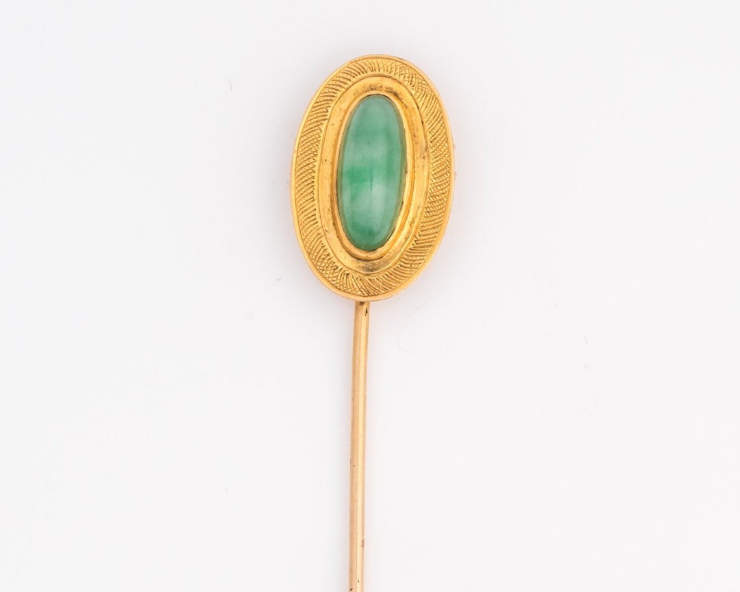 Circa 1930s 14k Yellow Gold & Jade Tie Stick Pin, VJ #533 - Etsy