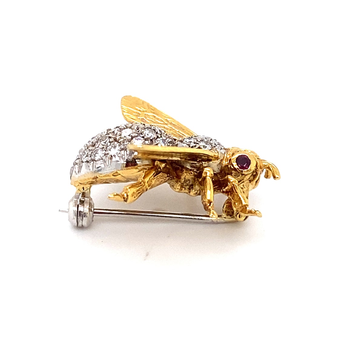 Circa 1960s Diamond and Ruby Bee Pin in 18 Karat Gold FD2002 - Etsy