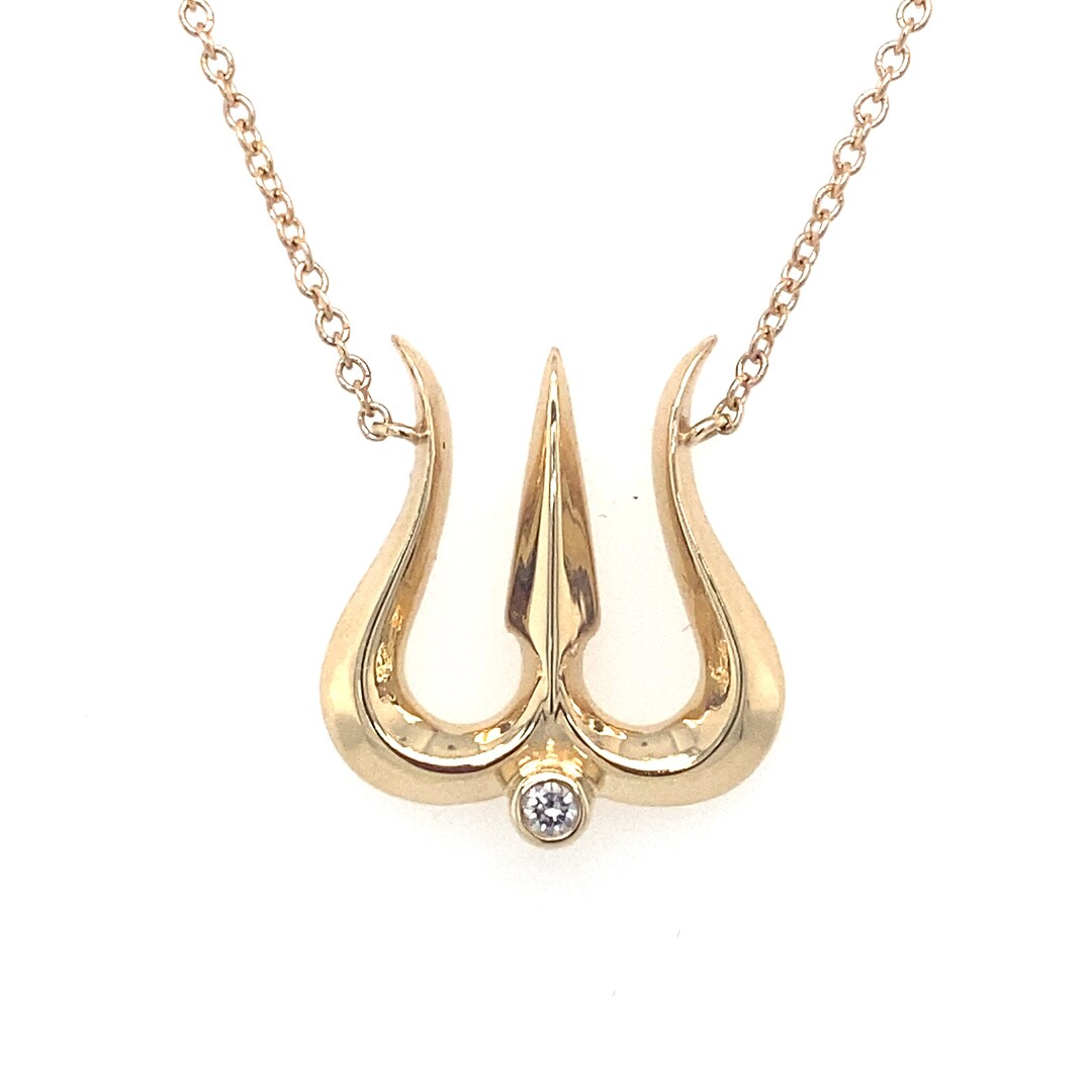Circa 2000s Hindu Trishula Pendant With Diamond in 14K Gold, FD#2380 ...