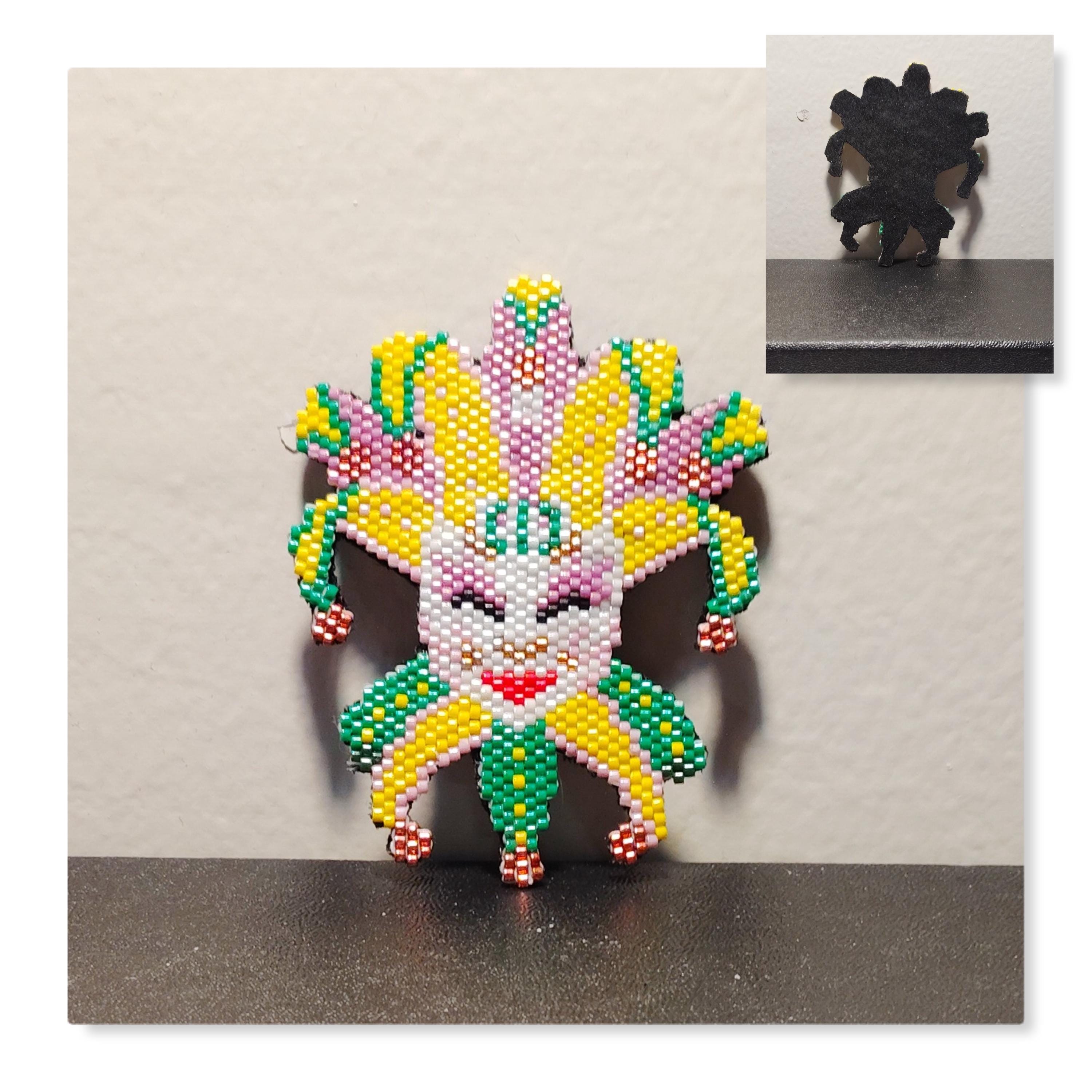 Whimsical Jester Mask Art W/dazzling Beadwork, Versatile Pin, Brooch ...