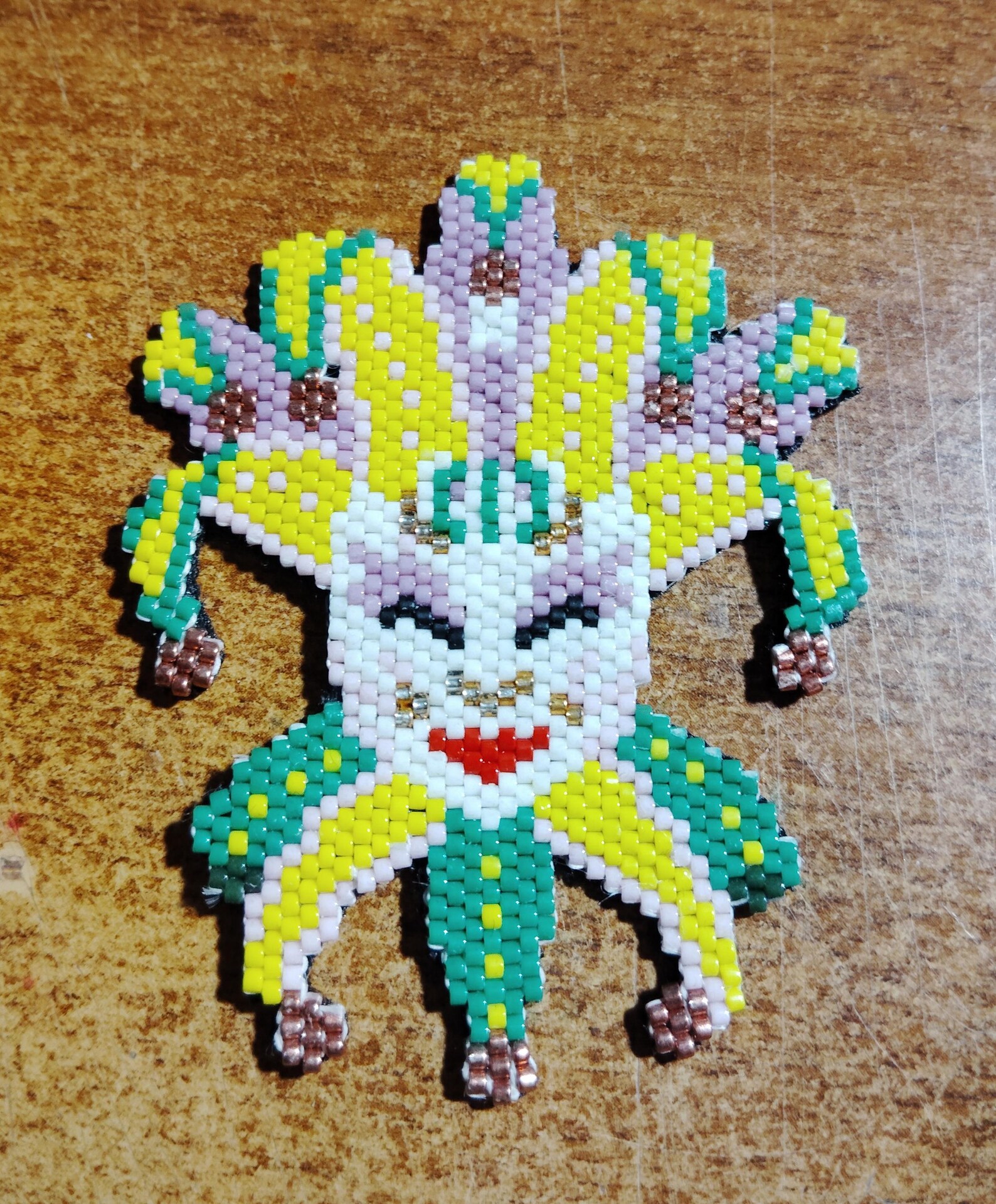 Whimsical Jester Mask Art W/dazzling Beadwork, Versatile Pin, Brooch ...