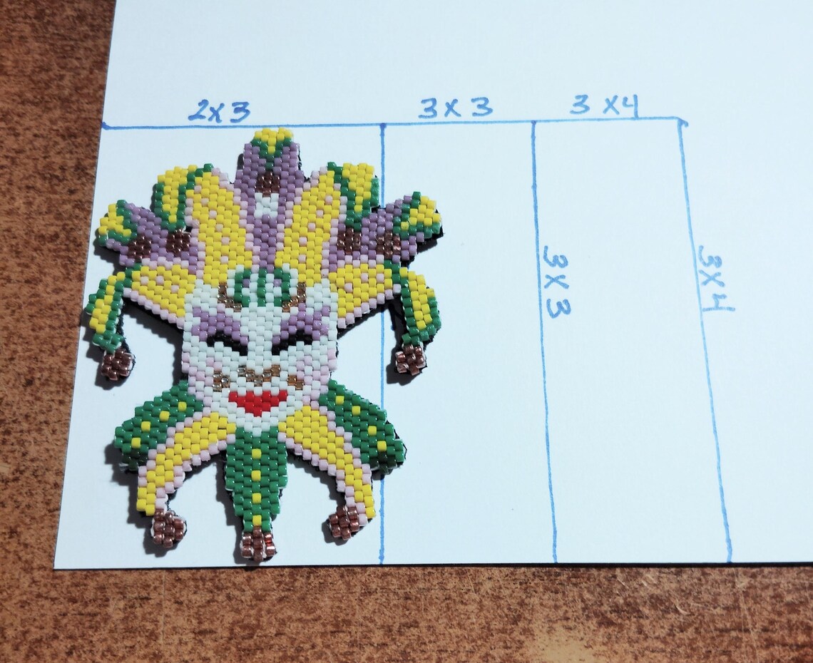 Whimsical Jester Mask Art W/dazzling Beadwork, Versatile Pin, Brooch ...