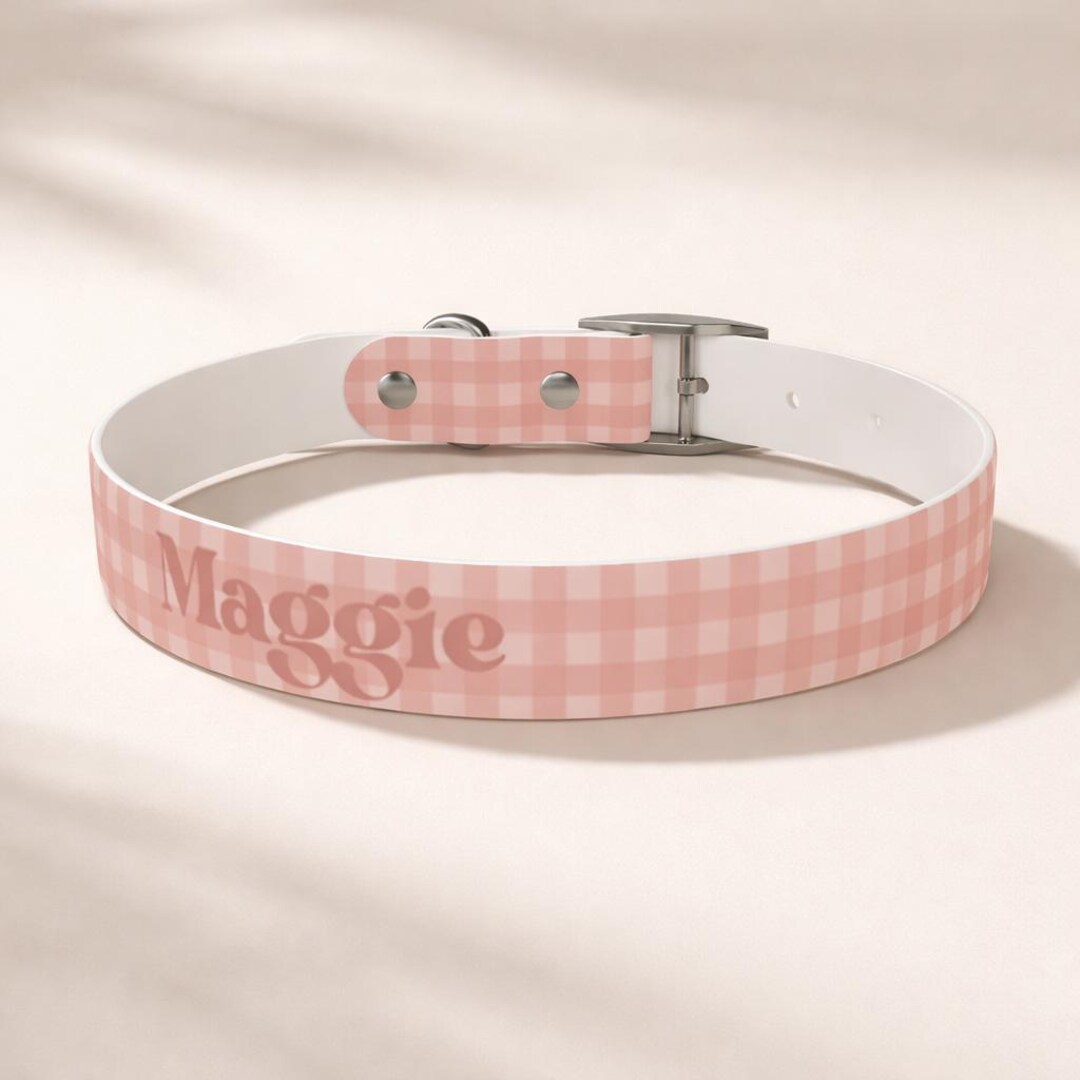 Dog Collar Personalized Gingham Custom Name Puppy Gift Custom Pet Name ...