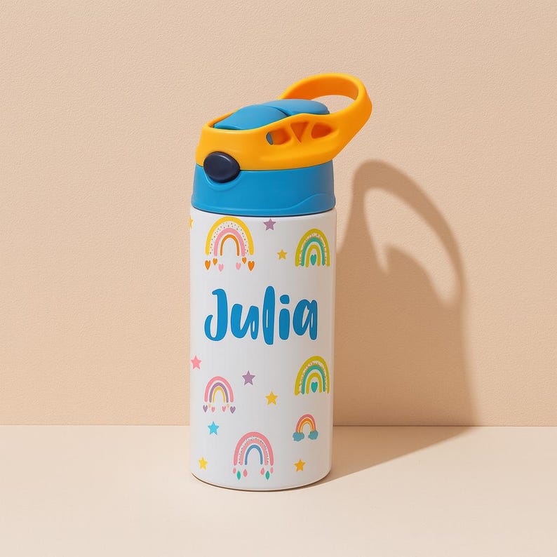 Water Bottle Kids Rainbow Custom Name Water Bottle for Back to School ...