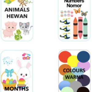 English/bahasa Indonesia Flash Cards - Numbers, Animals, Colours and ...