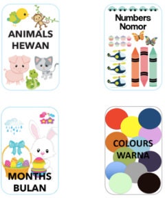 English/bahasa Indonesia Flash Cards - Numbers, Animals, Colours and ...