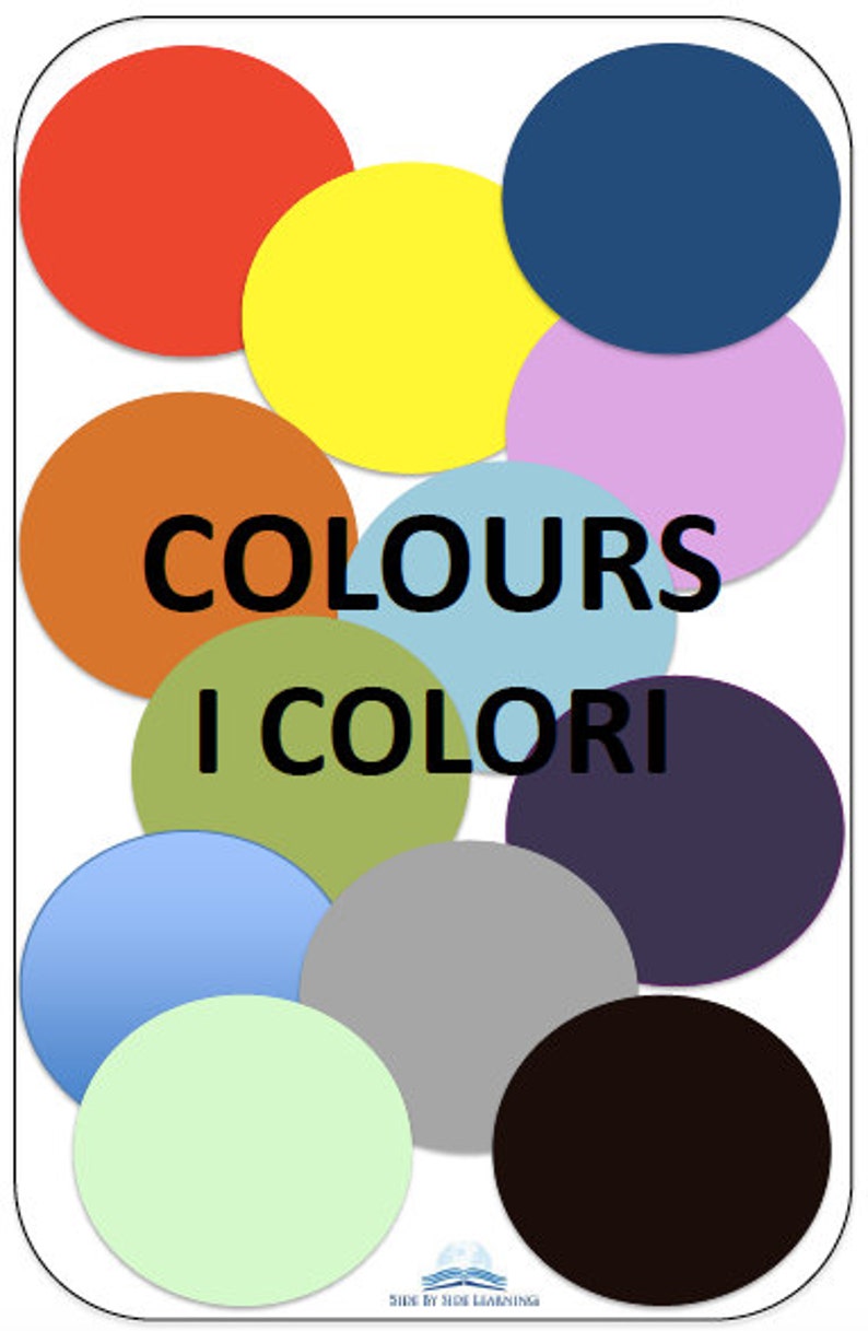 English/italian Flash Cards Numbers Animals Colours and - Etsy