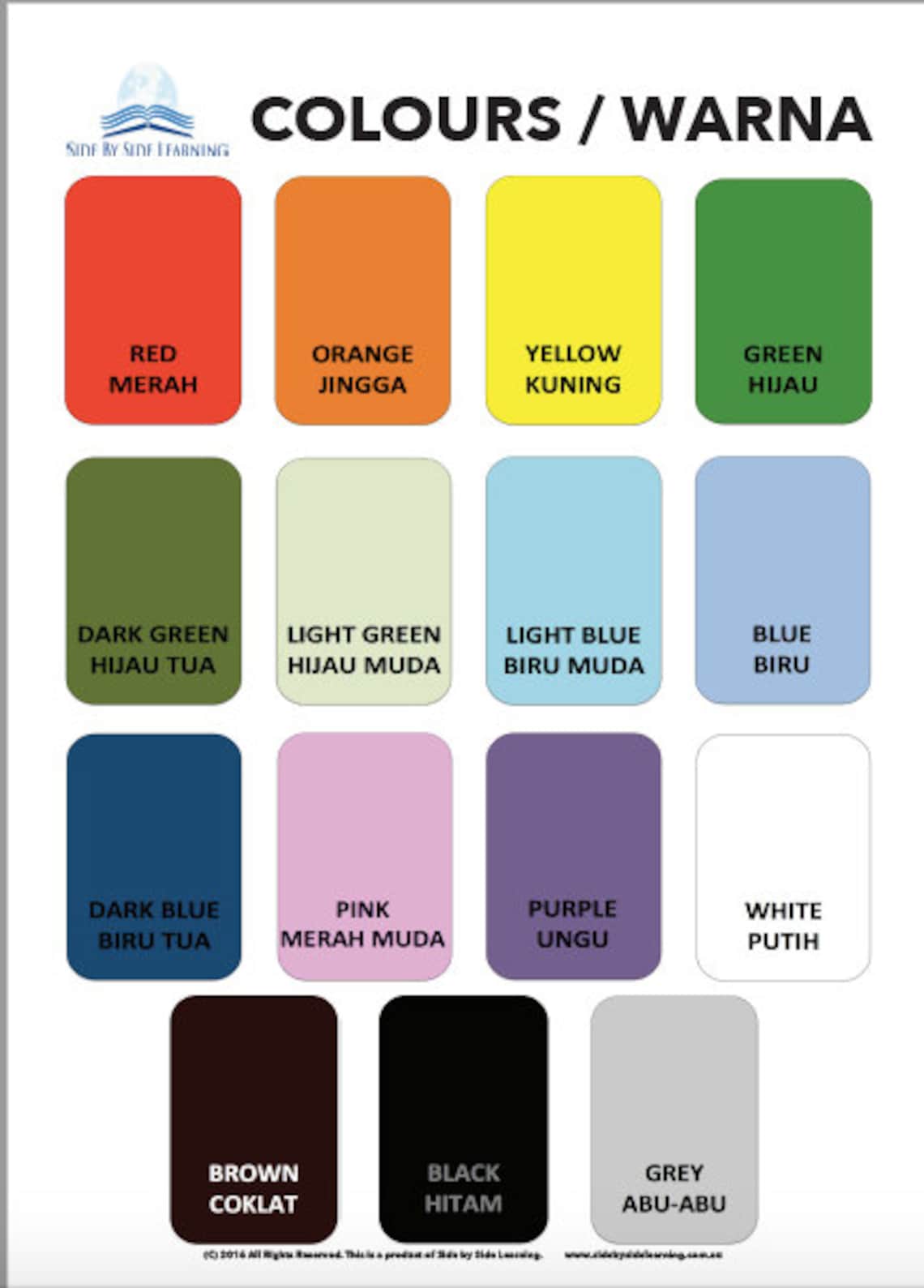 English/bahasa Indonesia Poster Pack- Numbers, Animals, Colours and ...