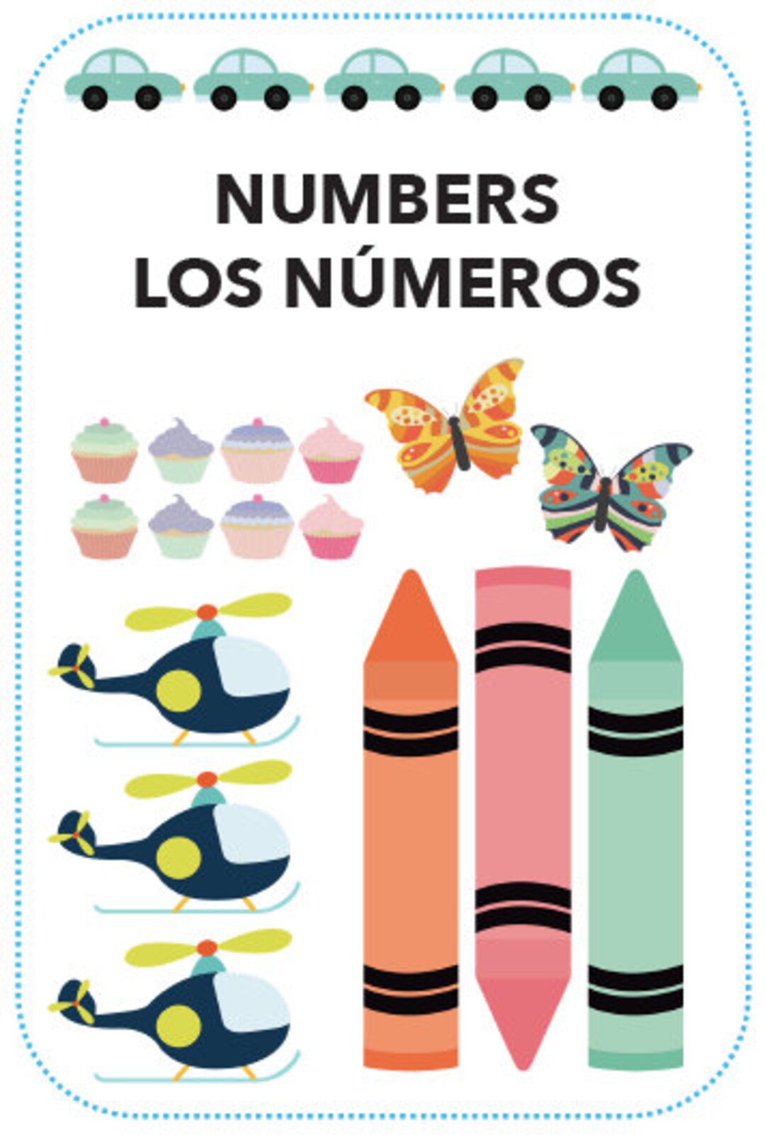 English/spanish Flash Cards - Numbers, Animals, Colours and Months - Etsy