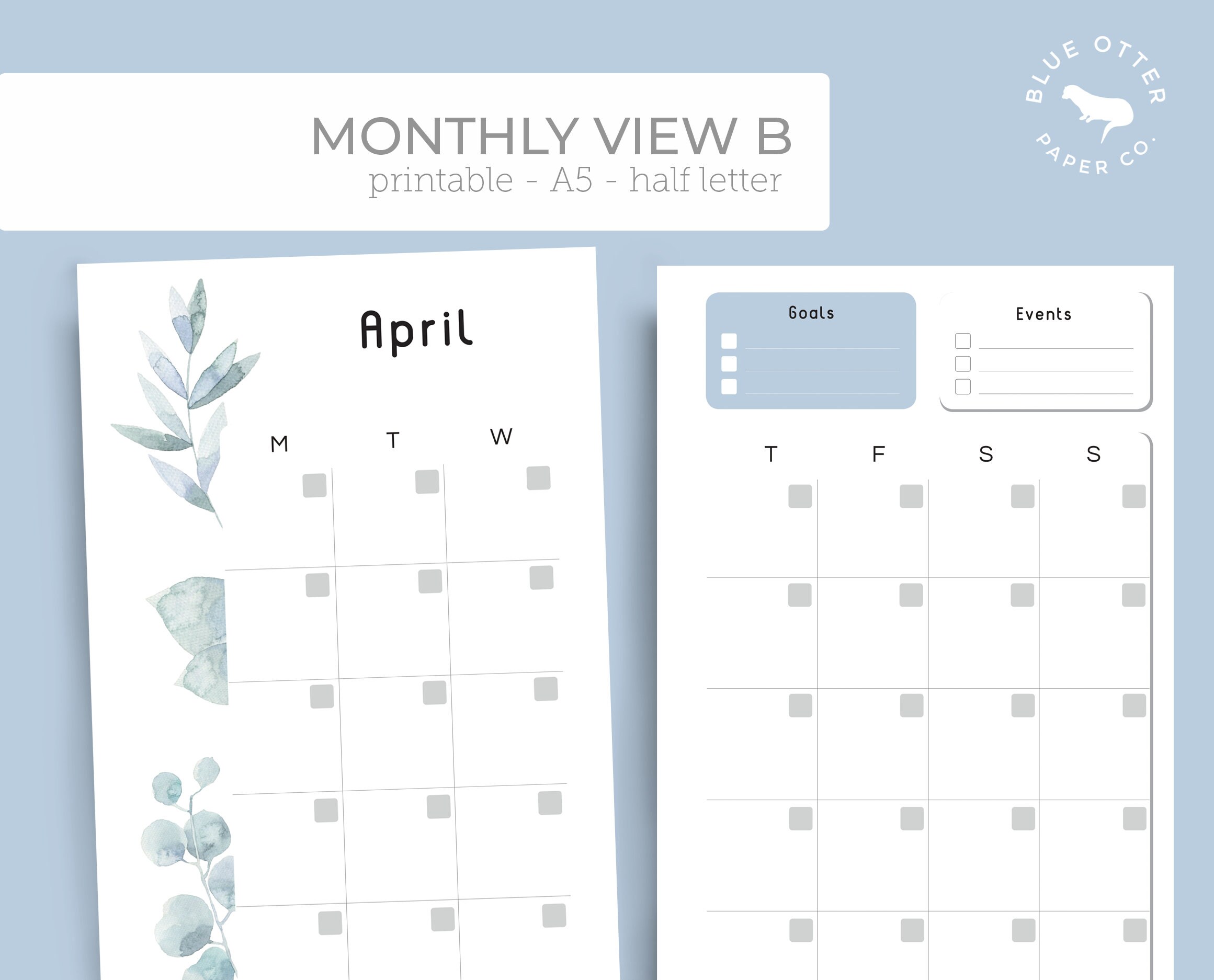 Printable A5 Undated Half Letter Monthly Calendar Dashboard Insert - Etsy