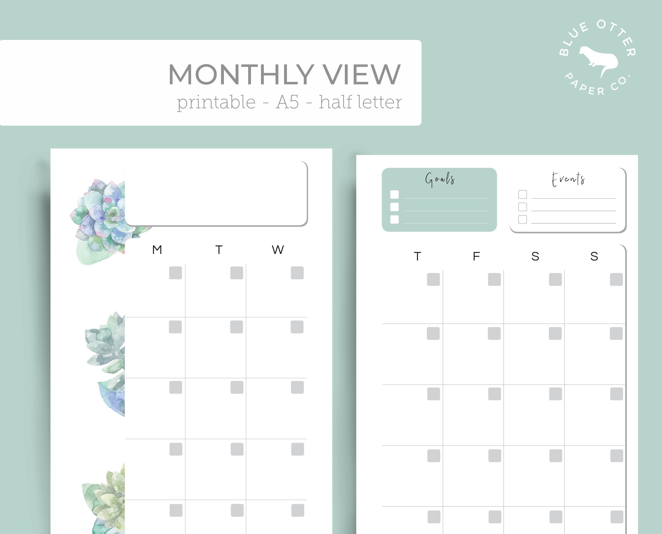 Printable Monthly View Planner Insert Agenda Refill - Etsy