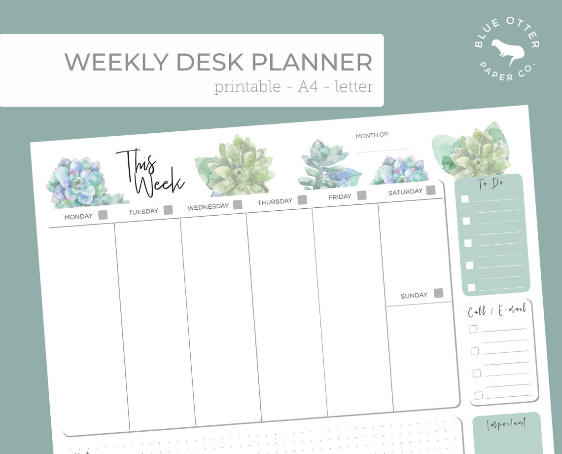 Printable Weekly Desk Planner - Etsy