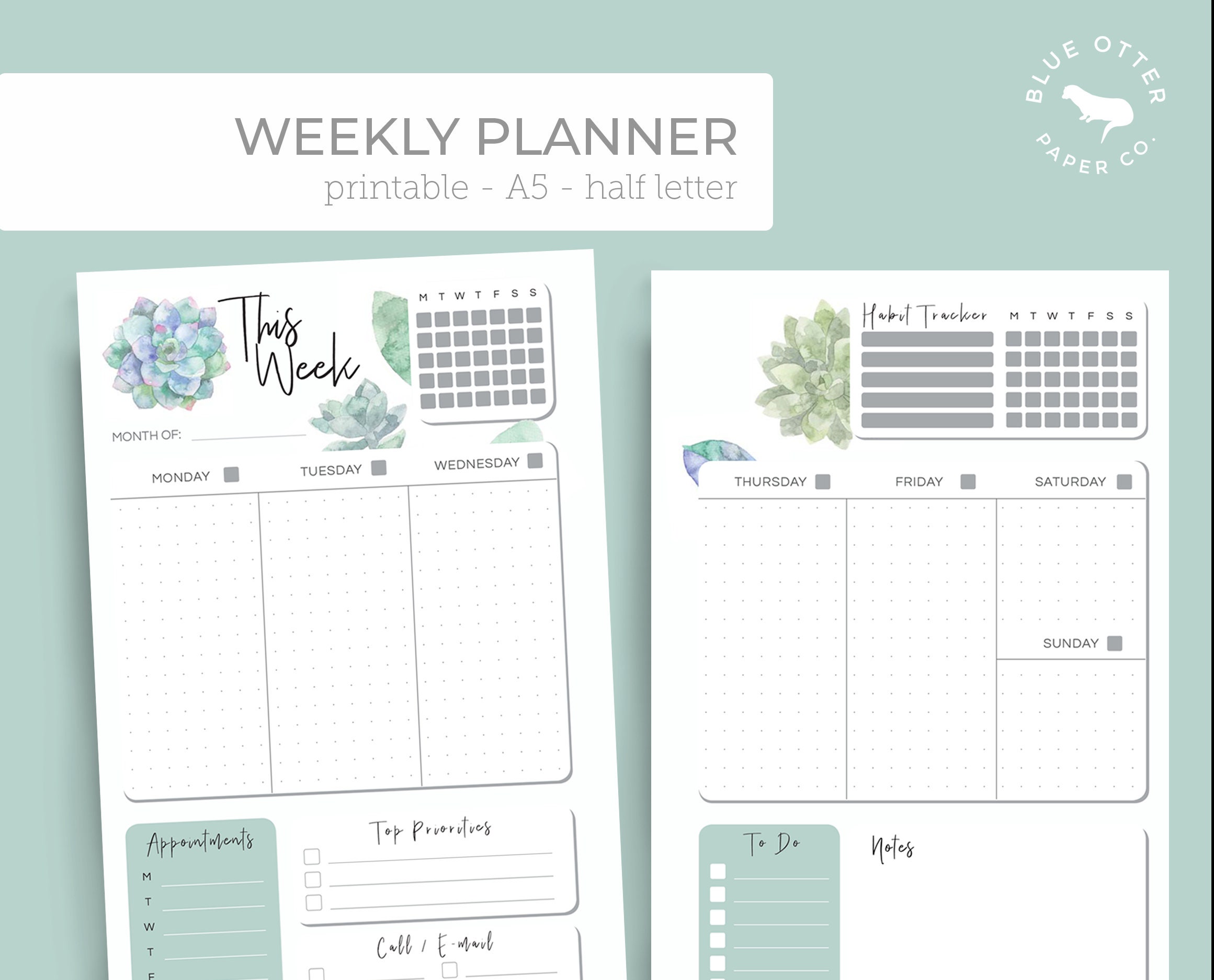 Printable Weekly Planner Inserts Agenda Refill - Etsy
