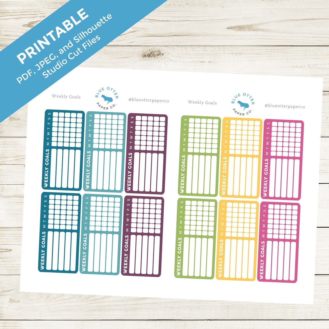 PRINT & CUT Weekly Goals Stickers 12 Stickers Planner Stickers Weekly ...