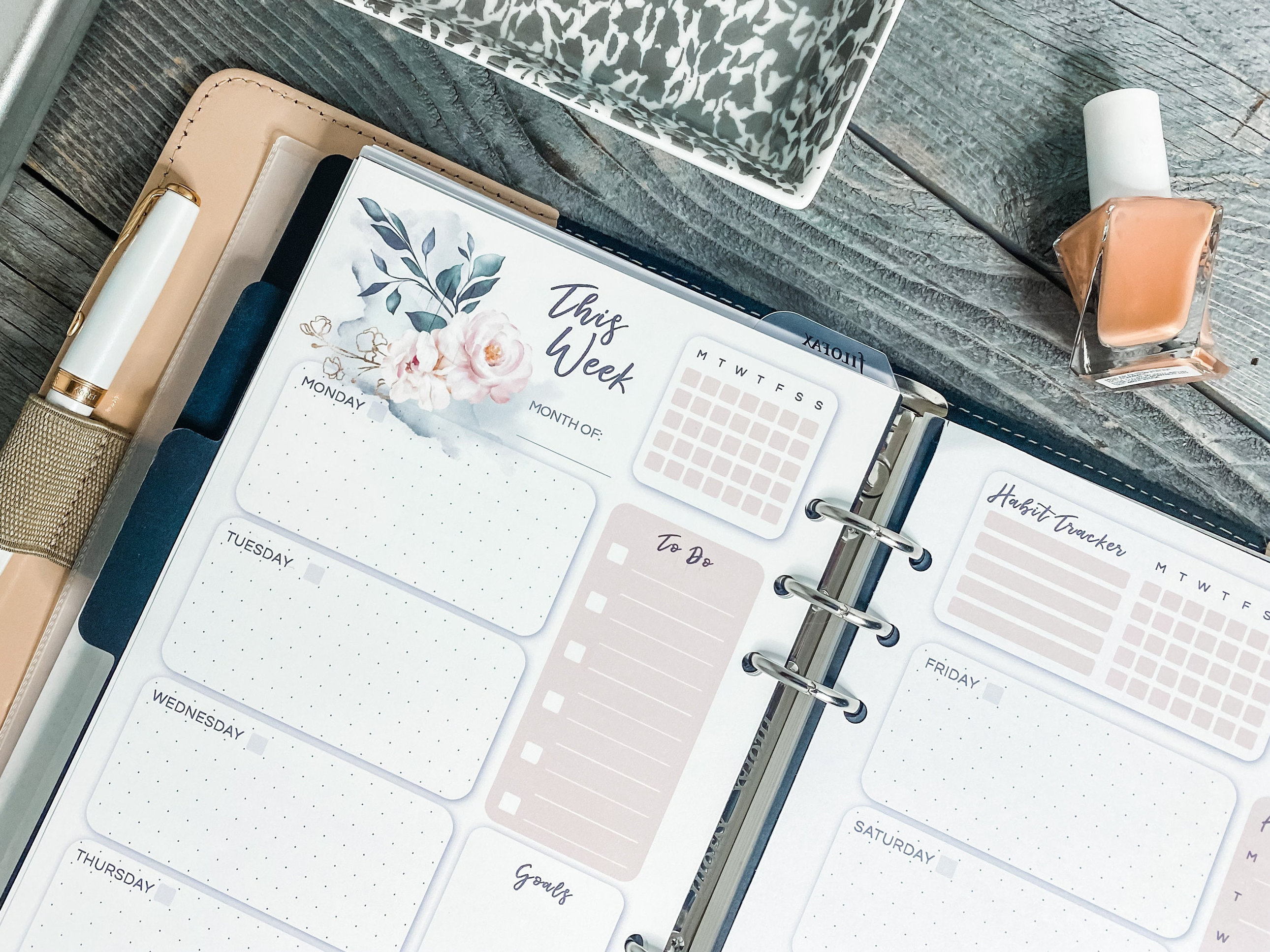 Printable Weekly Floral Planner, Wo2p, Inserts, Agenda Refill, Undated ...