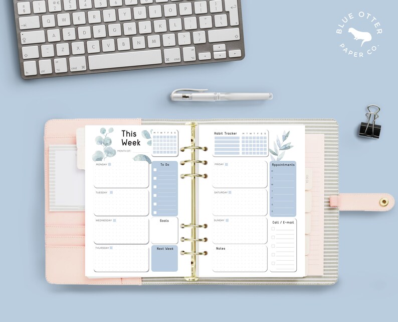 Half Size Printed Weekly Planner Inserts, Undated Weekly Agenda Refill ...