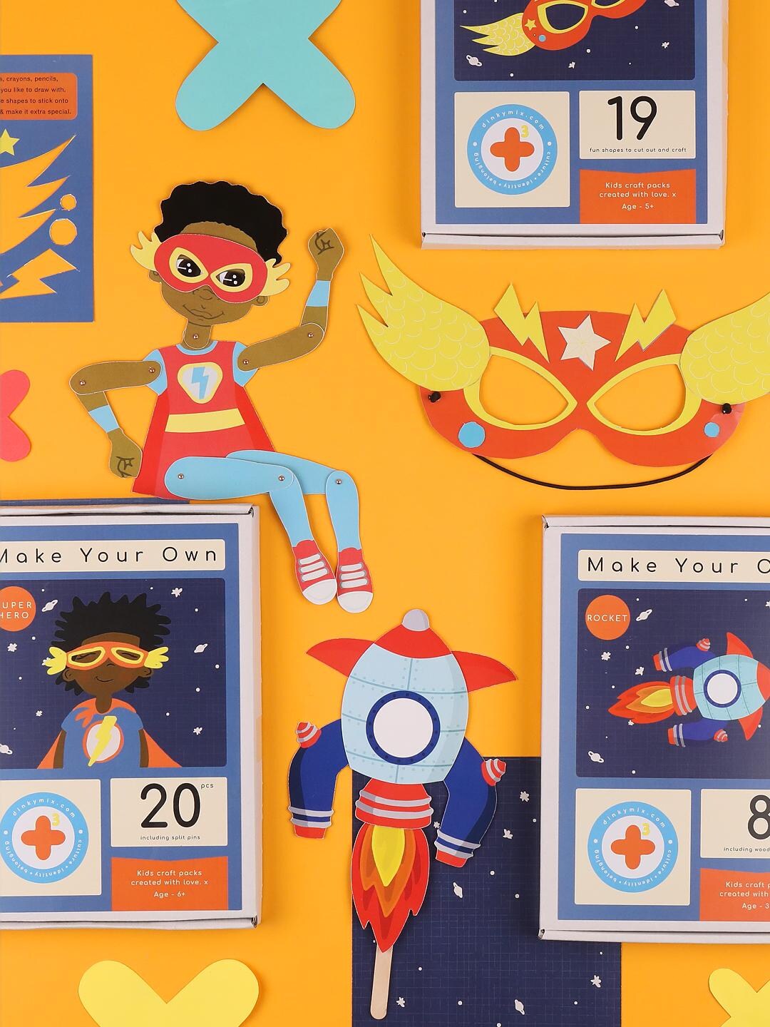 Set of Three Craft Kits, Make Your Own Superhero Craft, Superhero Paper ...