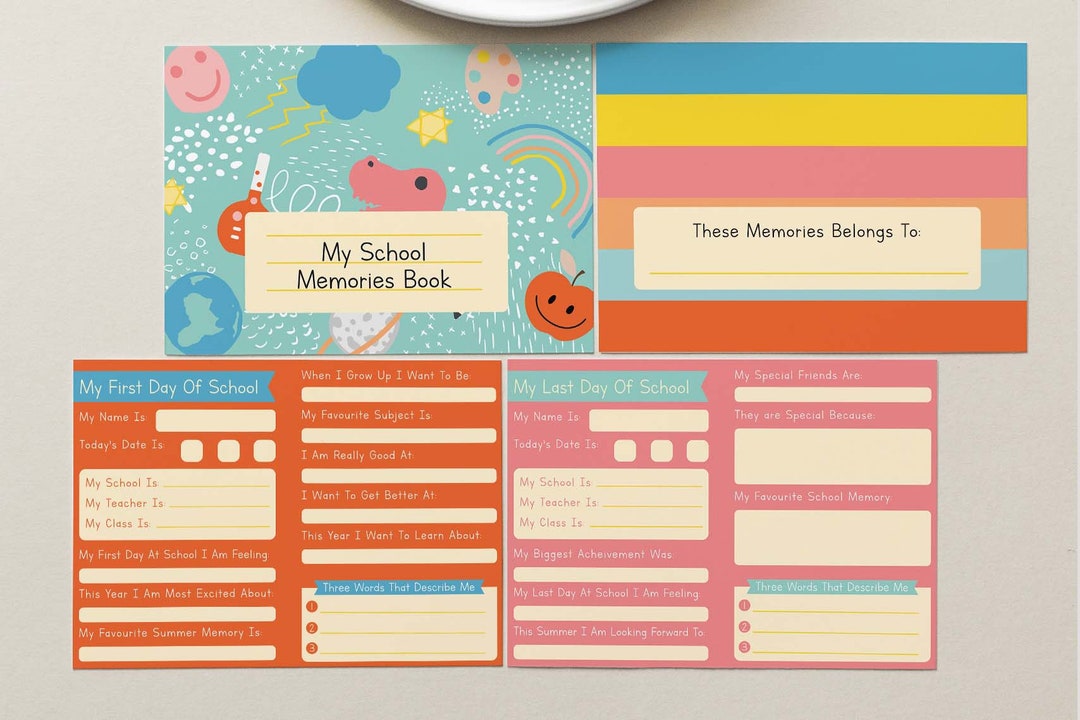 Kids School Memories Book Printable First Day of School - Etsy