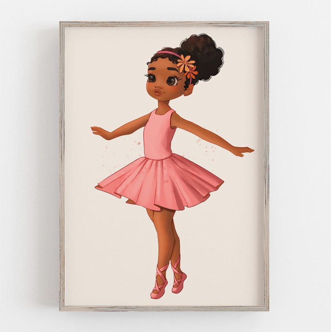 Prima Ballerina Wall Art, Black Ballerina Girl Art, Multicultural ...
