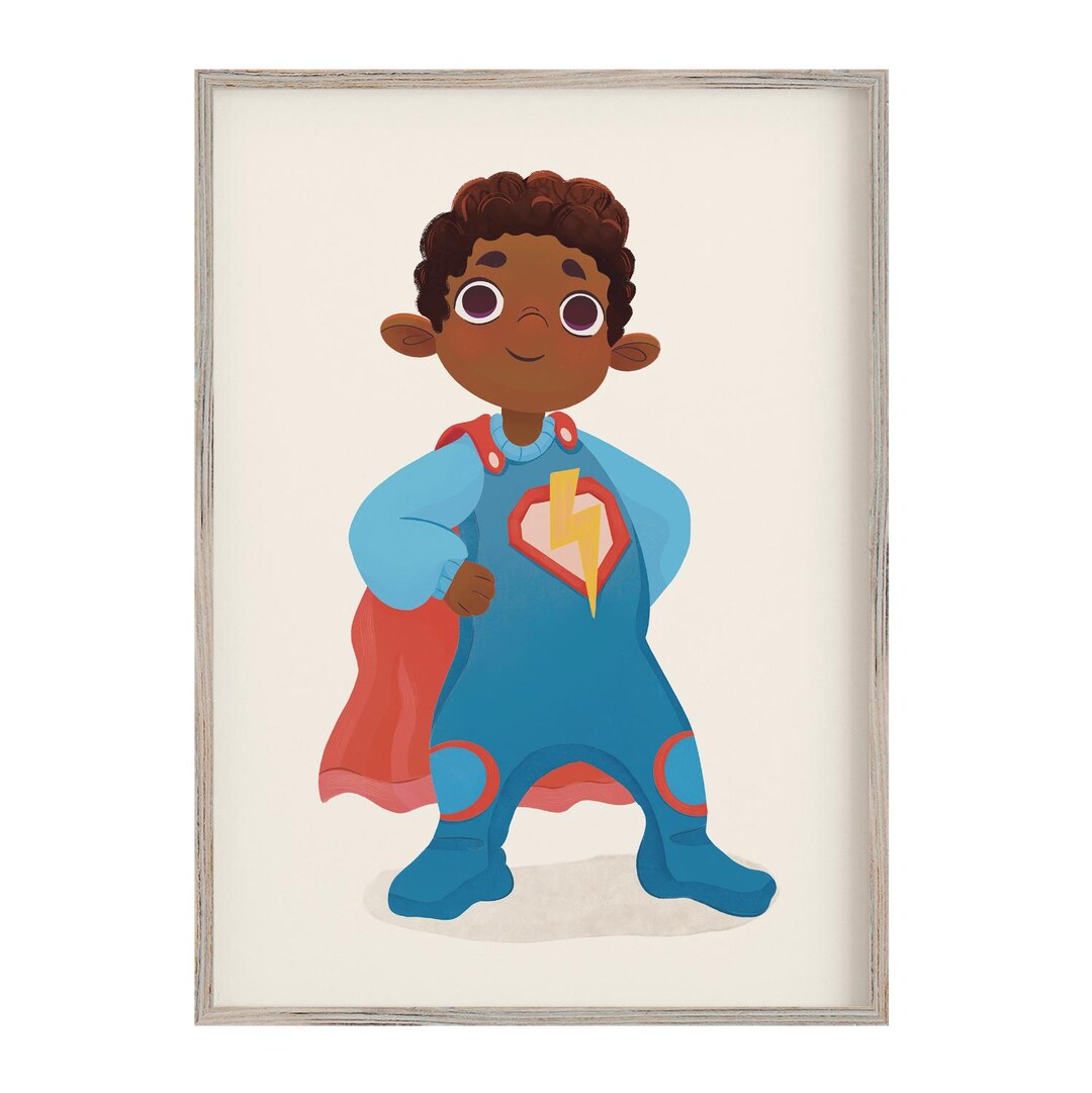 Black Boy Superhero Print: Multicultural Kids Room Wall Art - Etsy