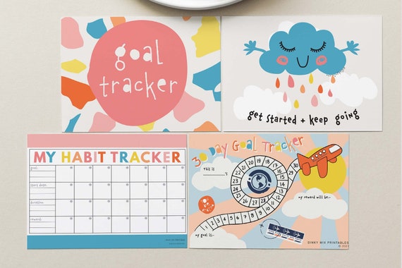 Kids Goal Tracker and Planner Printable Dinky Mix Digital | Etsy