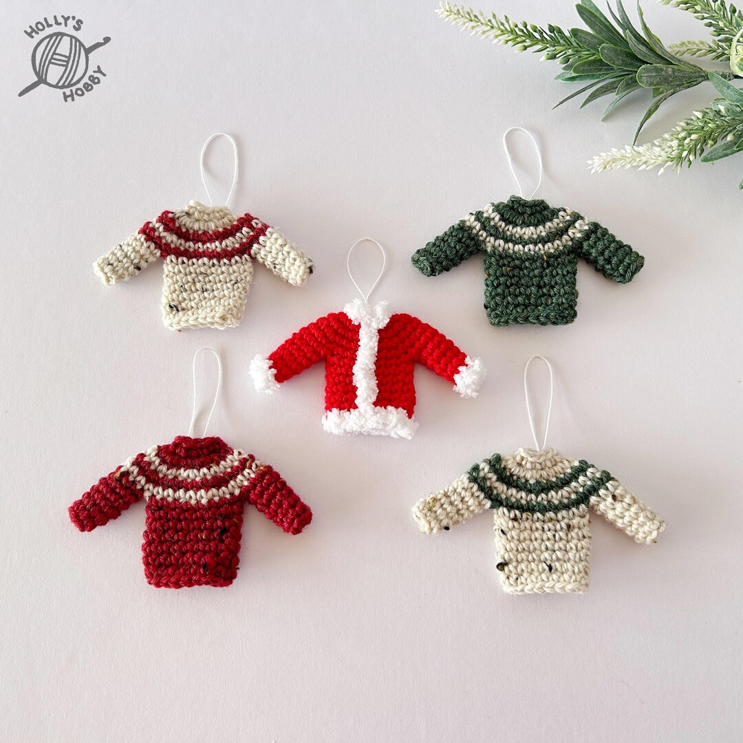 Crochet Mini Christmas Sweater Ornament: Handmade Bauble, Stocking ...