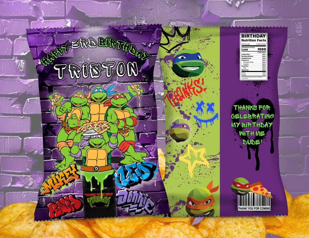 Editable Turtle Chip Bag - Etsy
