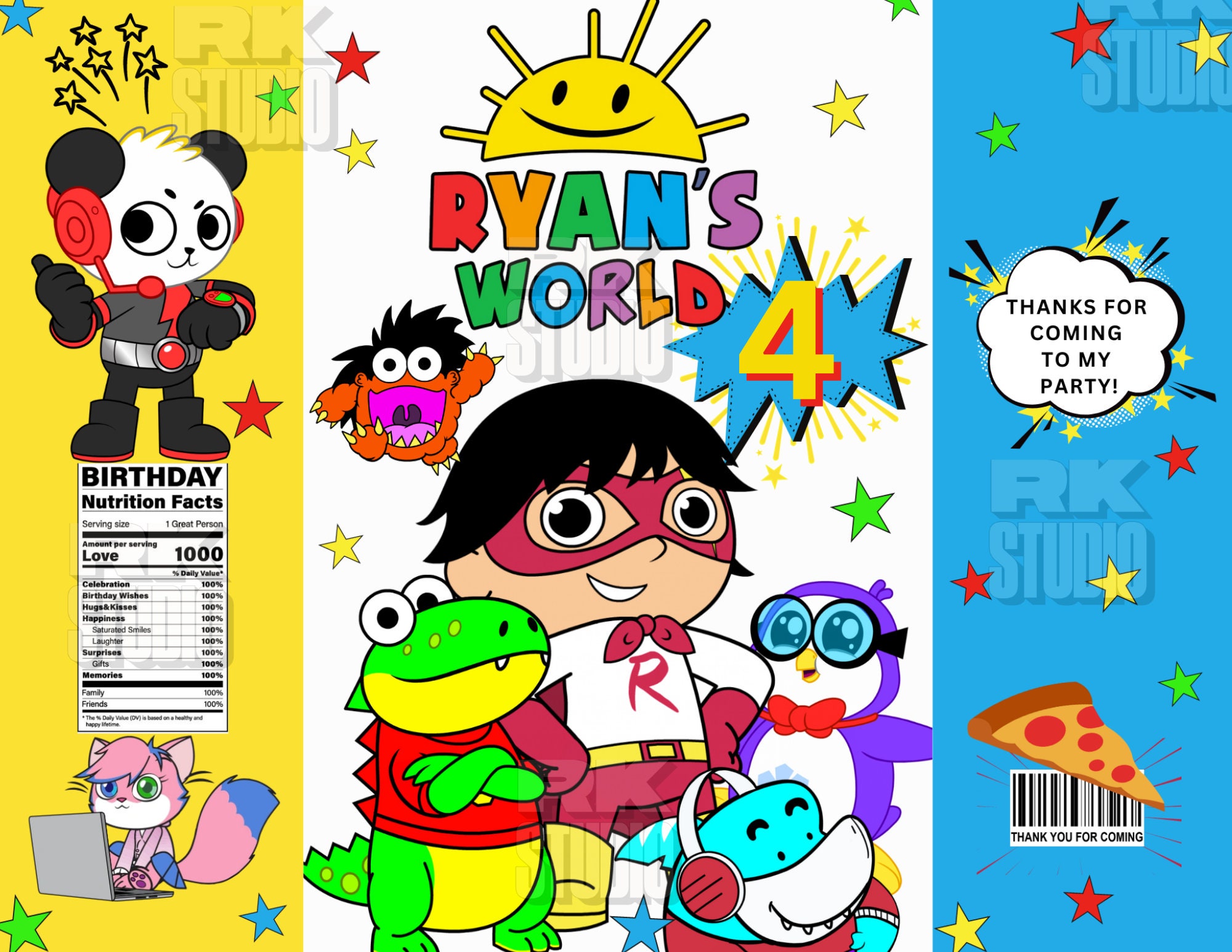 EDITABLE Ryan's World Chip Bag Template - Etsy