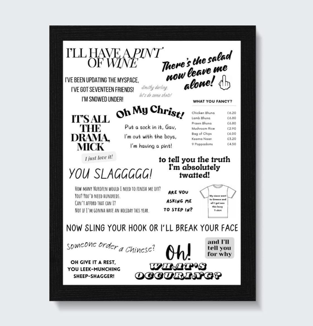 Gavin and Stacey TV Show Quotes Merchandise Print Digital File Poster ...