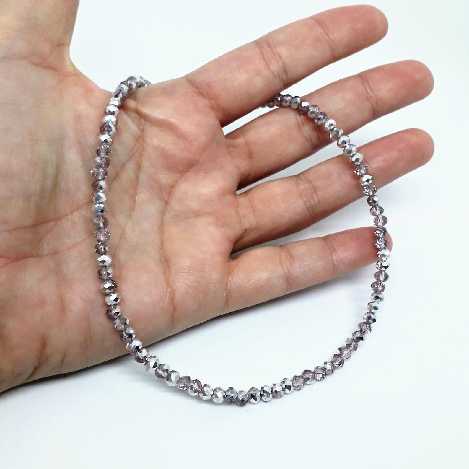Sparkling Choker Light Pink Silver Faceted Bead Choker - Etsy